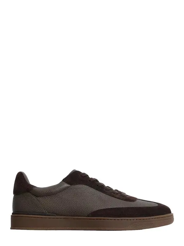 12 STOREEZ Panelled Leather Sneakers - Brown