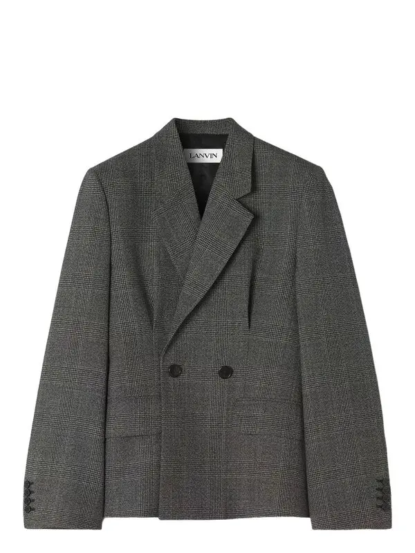 LANVIN Checked Double-breasted Blazer - Grey