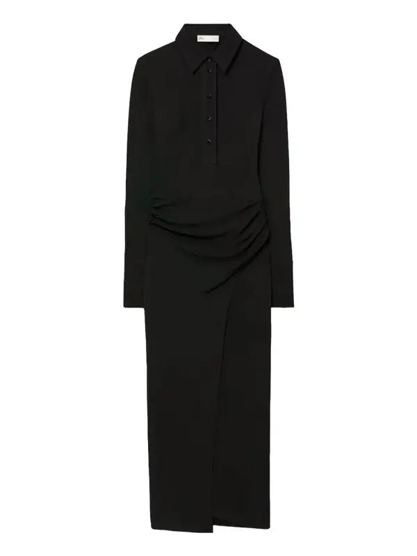 Tory Burch Collared Draped Shirtdress - Black