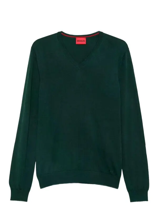 Hugo Boss V-neck Wool Sweater - Green