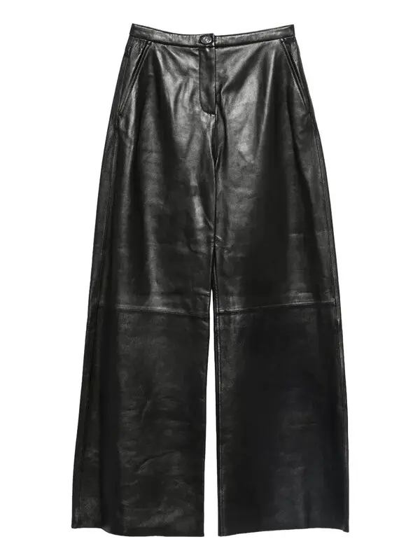 STAND STUDIO Paneled Leather Trousers - Black