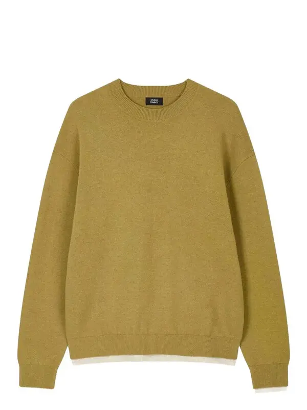 STUDIO TOMBOY Round-neck Wool-blend Sweater - Yellow
