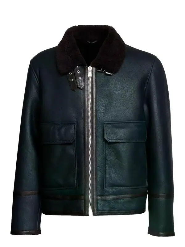 DONDUP Shearling-collar Leather Jacket - Black