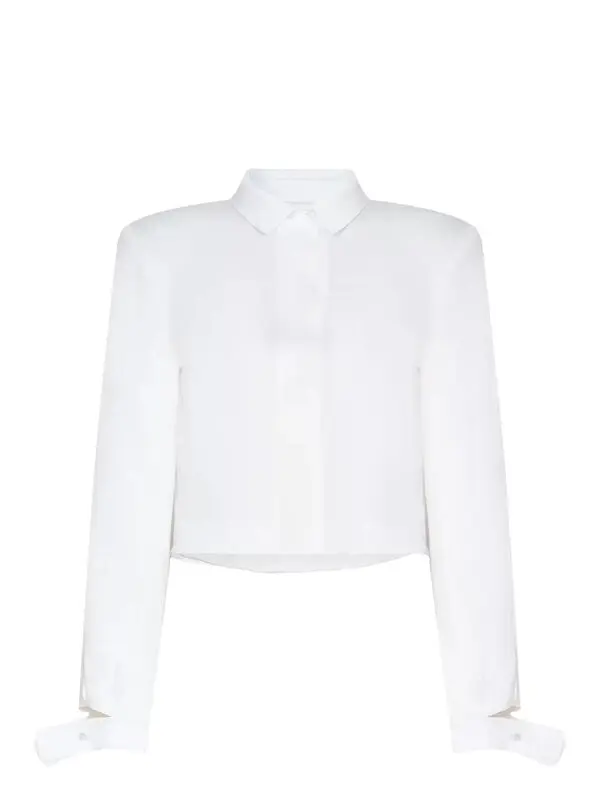 GLORIA COELHO Padded-shoulder Cotton Shirt - White