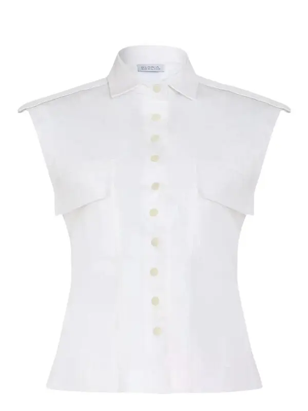 GLORIA COELHO Pocket-detail Sleeveless Shirt - White