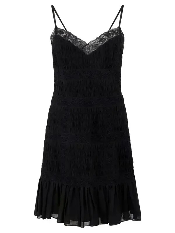 Valentino Garavani Lace-trim Ruffled Dress - Black