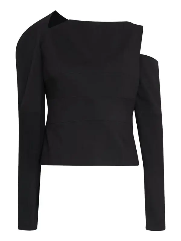 GLORIA COELHO Asymmetric One-shoulder Top - Black