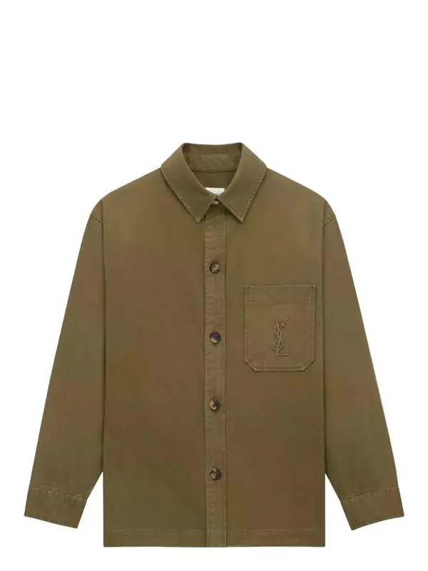 Saint Laurent Logo-detail Pocket Overshirt - Green