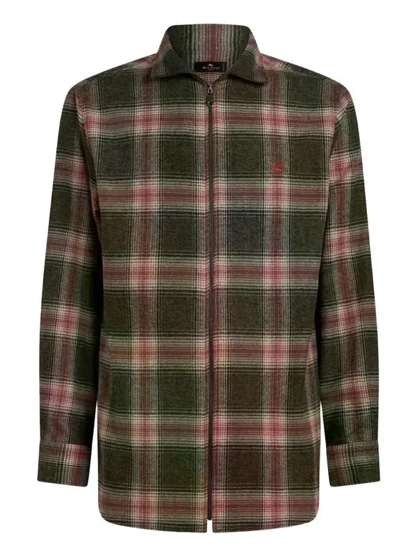 Etro Check Zip-up Shirt - Brown