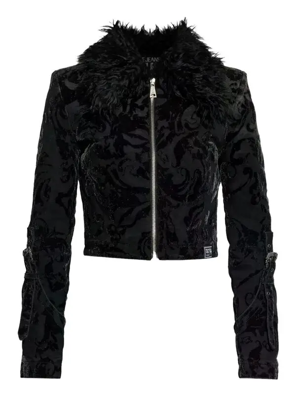 Versace Jacket With Fur Collar - Black