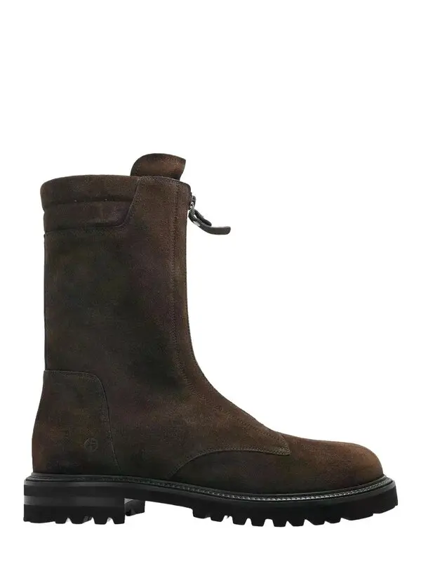 Giorgio Armani Leather Zip Boots - Brown