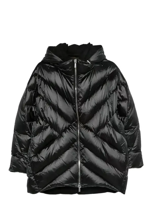 MOORER Hooded Zip-up Jacket - Black