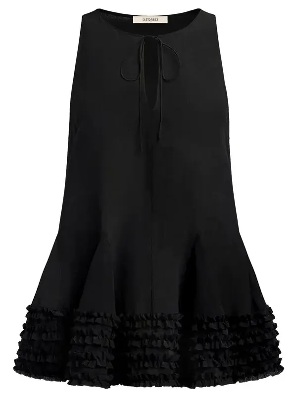 12 STOREEZ Keyhole Ruffled A-line Dress - Black