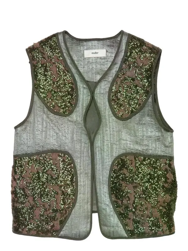MULLER OF YOSHIOKUBO Radiant Sequin-embellished Sleeveless Vest - Green