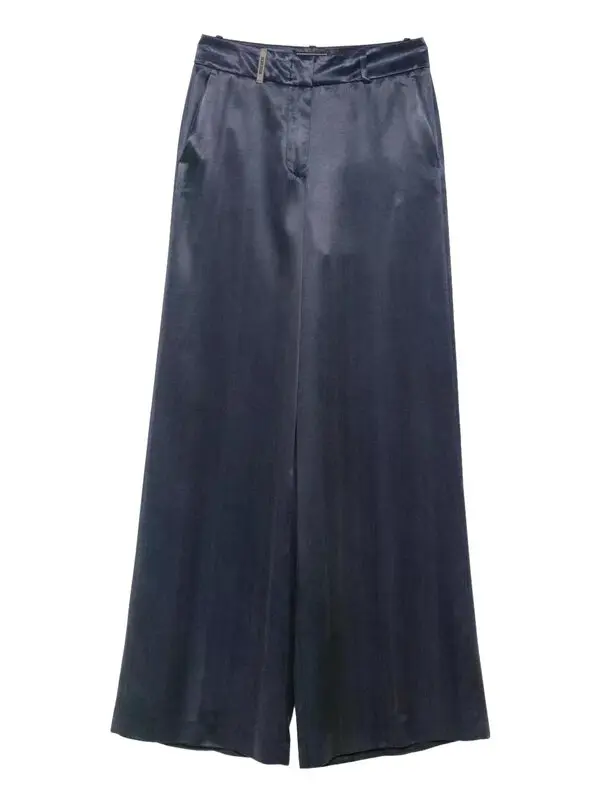 Peserico Satin Wide Leg Trousers - Blue