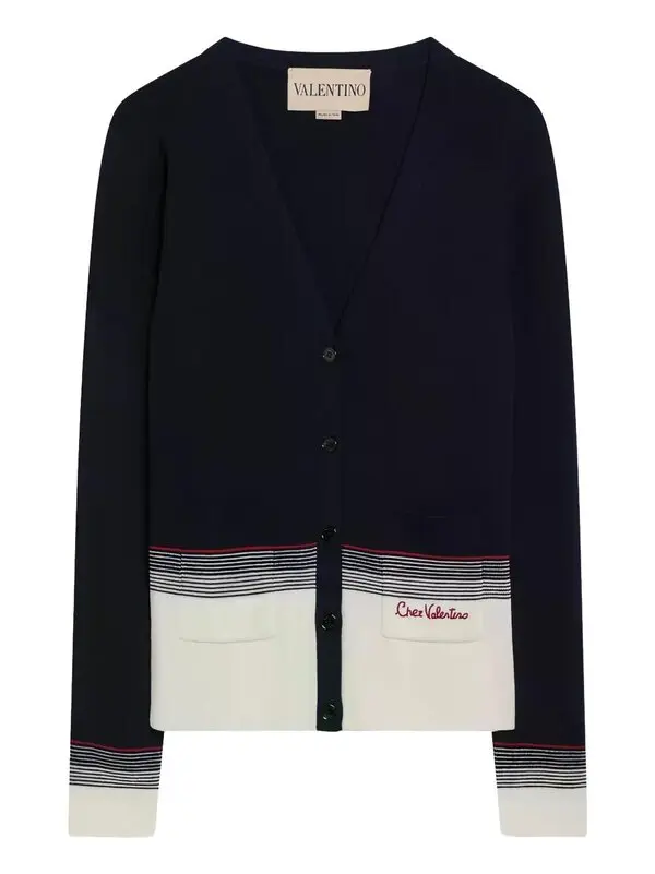 Valentino Garavani Stripe-detail Cardigan - Blue