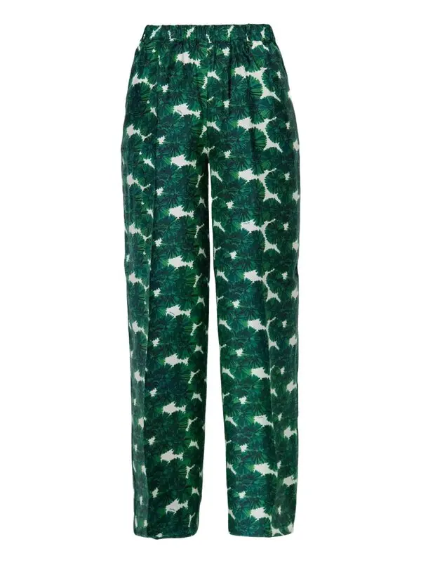 Max Mara Leaf-print Trousers - Green