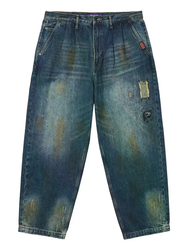 AFTERMATHS Patchwork Straight Jeans - Blue