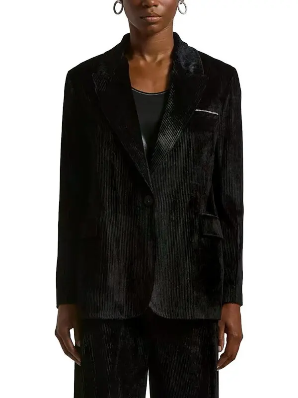 Peserico Corduroy Single-breasted Blazer - Black