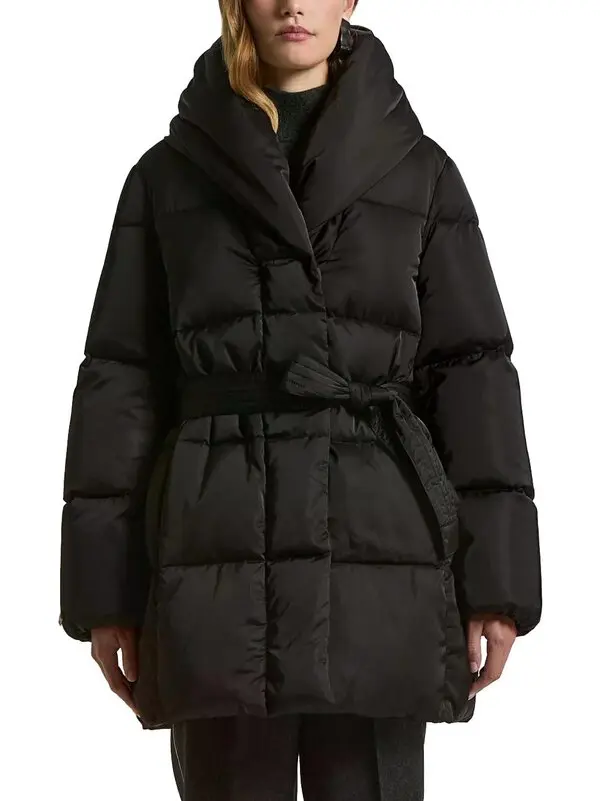Peserico Belted Padded Coat - Black