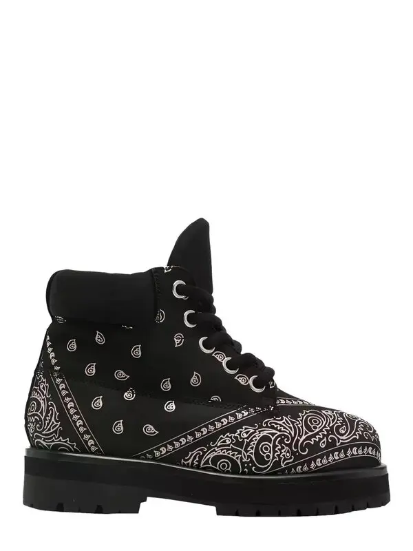 PDF Paisley Lace-up Boots - Black