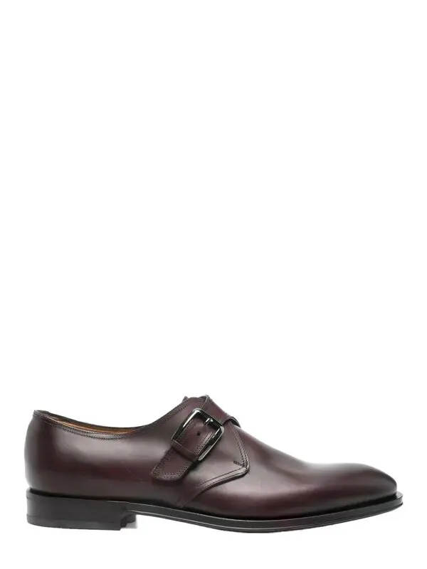 FERRAGAMO Leather Monk Shoes - Brown