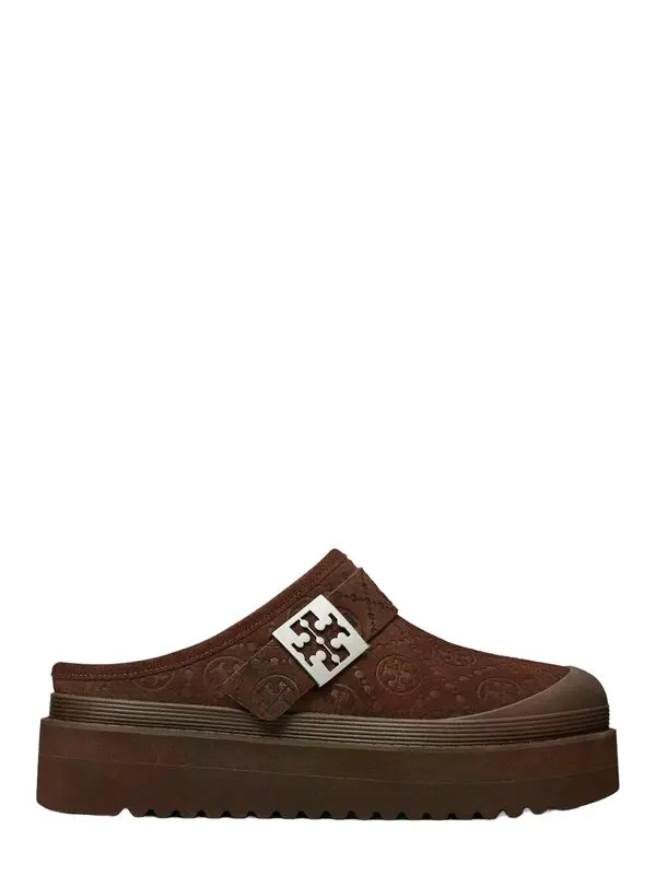 Tory Burch Mellow Shearling Platform Mules - Brown
