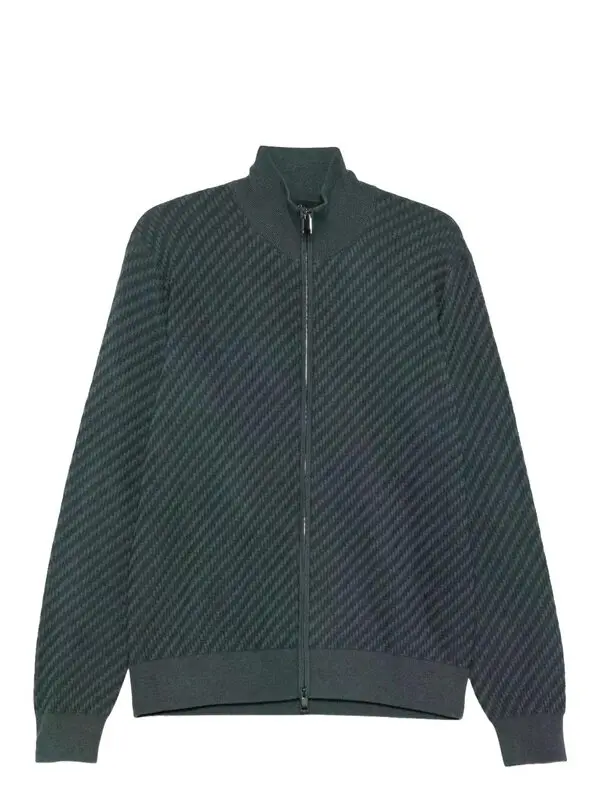 Brioni Textured Knit Zip-up Cardigan - Green