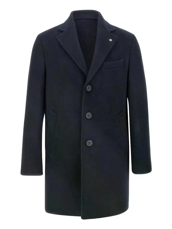 MANUEL RITZ Notched Lapel Three-button Coat - Blue