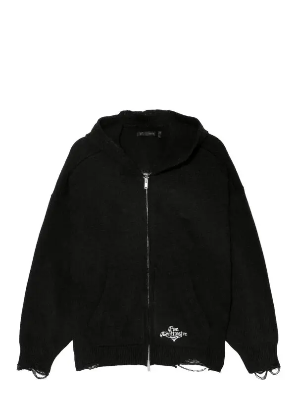 FIVE CM Logo-embroidered Zip-up Cardigan - Black