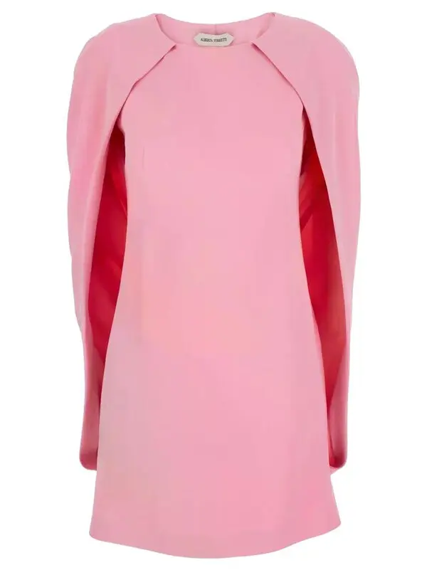 Alberta Ferretti Draped-shoulders Mini Dress - Pink