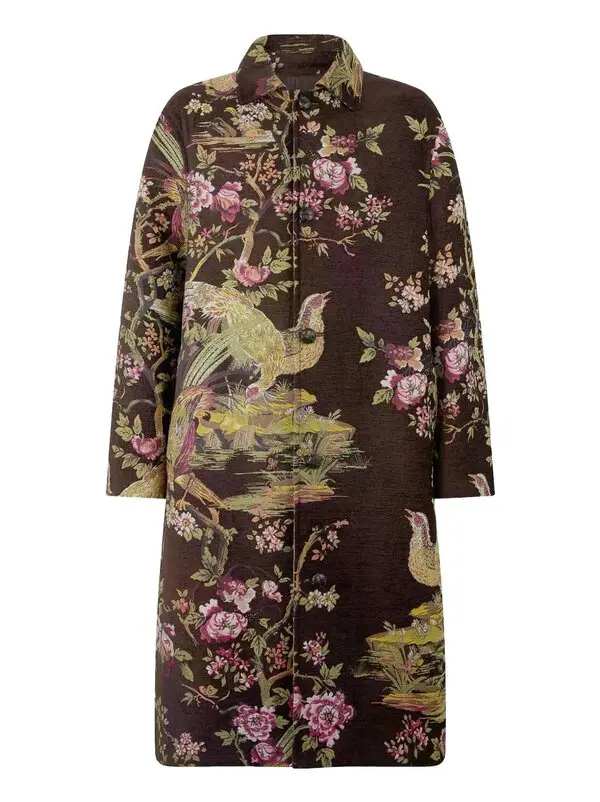 Roberto Cavalli Landscape Jacquard Coat - Brown