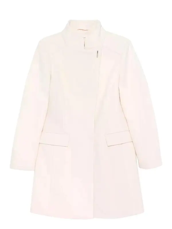 Liu Jo Funnel-neck Coat With Logo Plaque - Neutrals