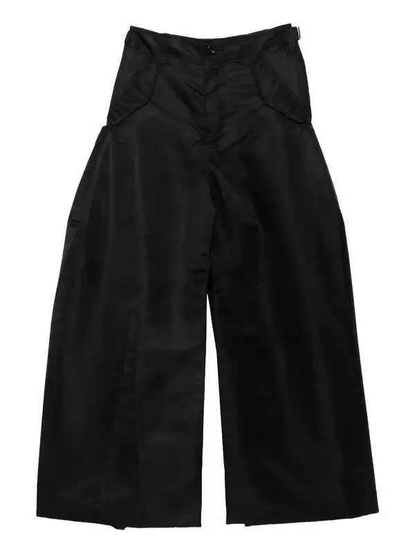 Sacai Buckle-detail Wide-leg Trousers - Black
