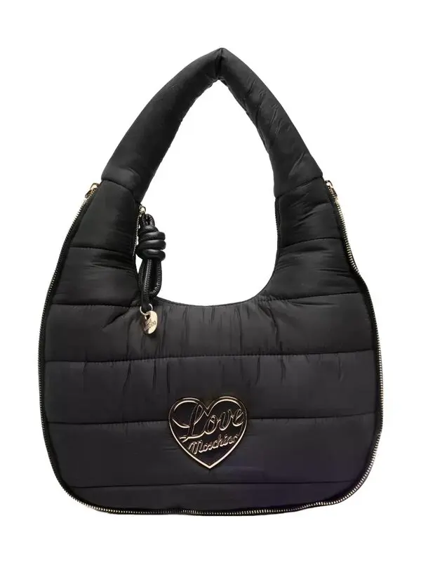 Moschino Quilted Tote Bag With Heart Plaque - Black