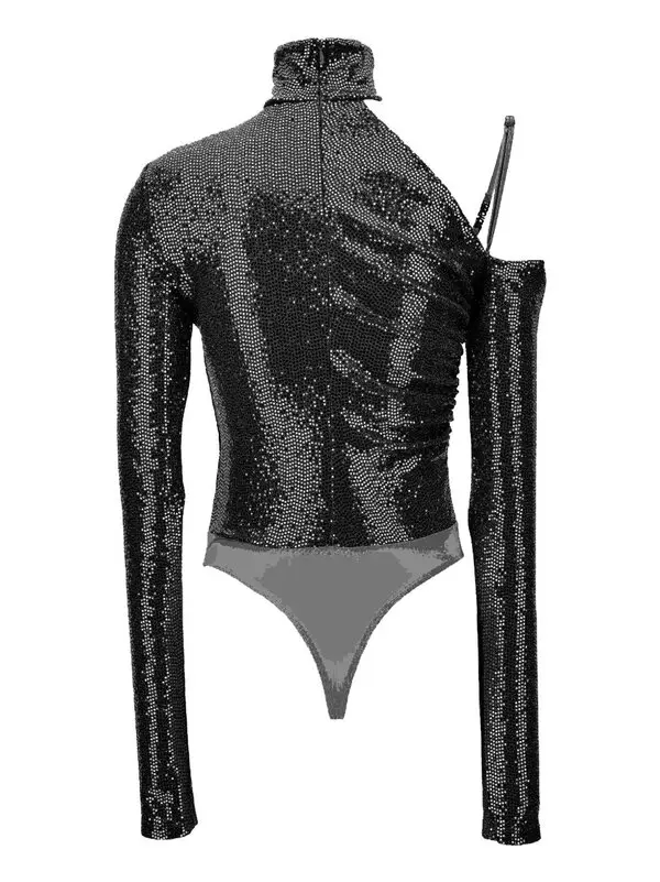 Versace Sequin-embellished One-shoulder Bodysuit - Black