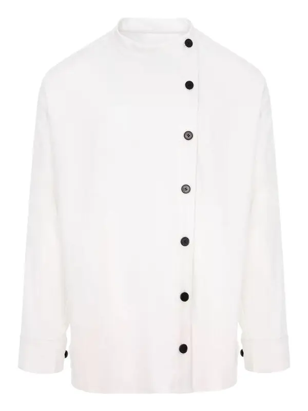 HAMZA Button Band-collar Shirt - White