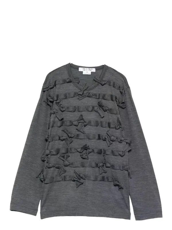 Comme Des Garçons Ribbon Detail Long Sleeve Top - Grey