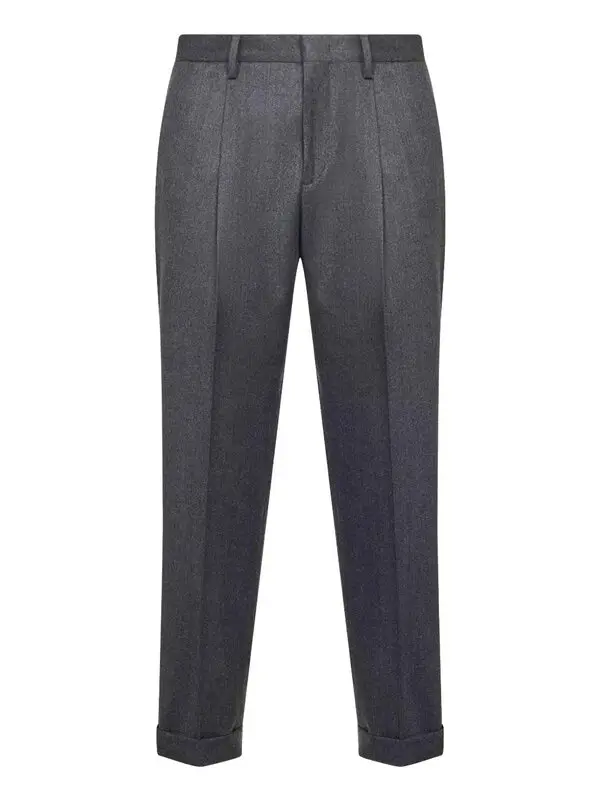 D4.0 Pleated Turn-up Trousers - Grey