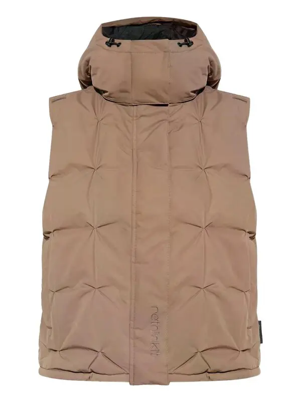 RETHINKIT STUDIOS Quilted Hooded Gilet - Brown