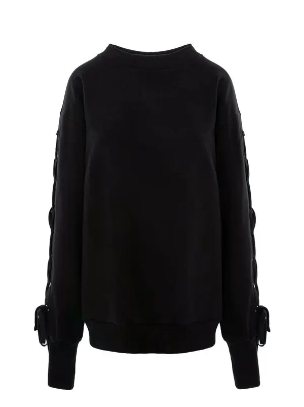 HAMZA Eyelet Tie Sweatshirt - Black