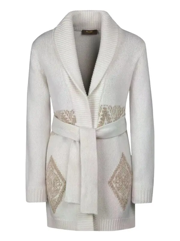 MOORER Gadwa-dkf Belted Cardigan - Neutrals