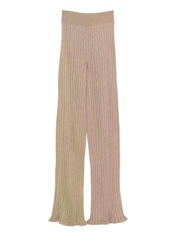 LISA YANG Ribbed Flared Trousers - Brown