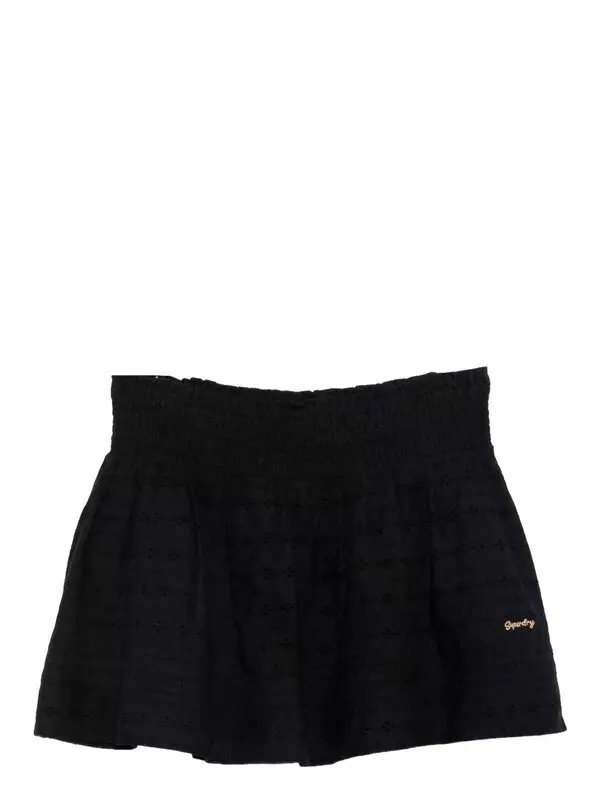 Superdry Shirred Skirt With Logo Embroidery - Black