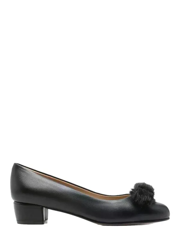 FERRAGAMO 30mm Leather Ballet Flats - Black
