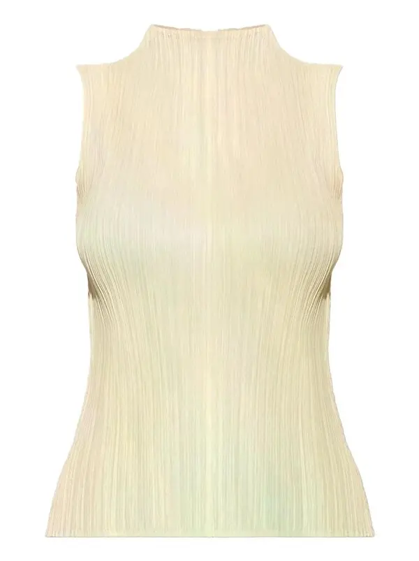 Issey Miyake Pleated High-neck Top - Neutrals