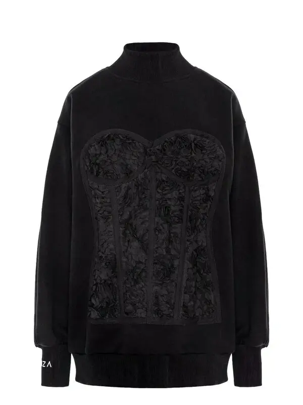 HAMZA Floral Appliqué Sweatshirt - Black