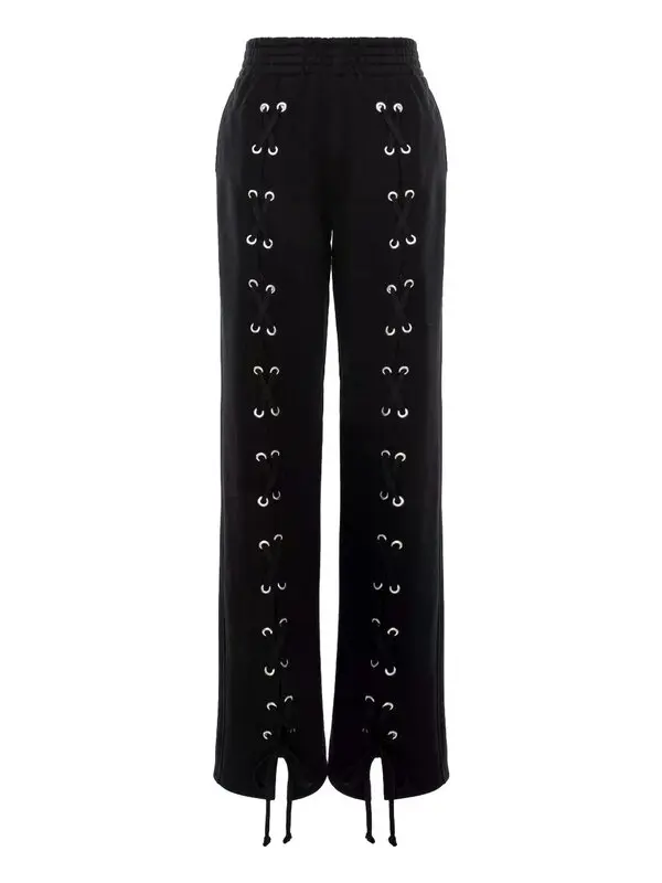 HAMZA Eyelet Lace-up Trousers - Black