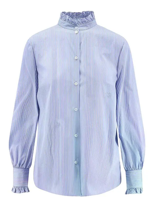 Valentino Garavani Striped Poplin Shirt - Blue