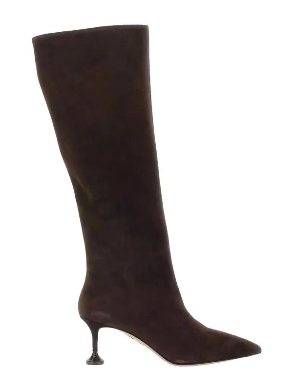 AQUAZZURA Pointed Toe Stiletto Heel Boots - Brown
